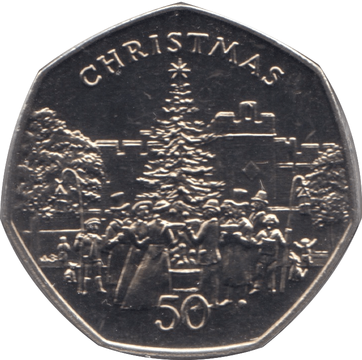 1982 CHRISTMAS 50P CHRISTMAS TREE ISLE OF MAN ( BU ) 'AA' 50P CHRISTMAS COINS Cambridgeshire ...