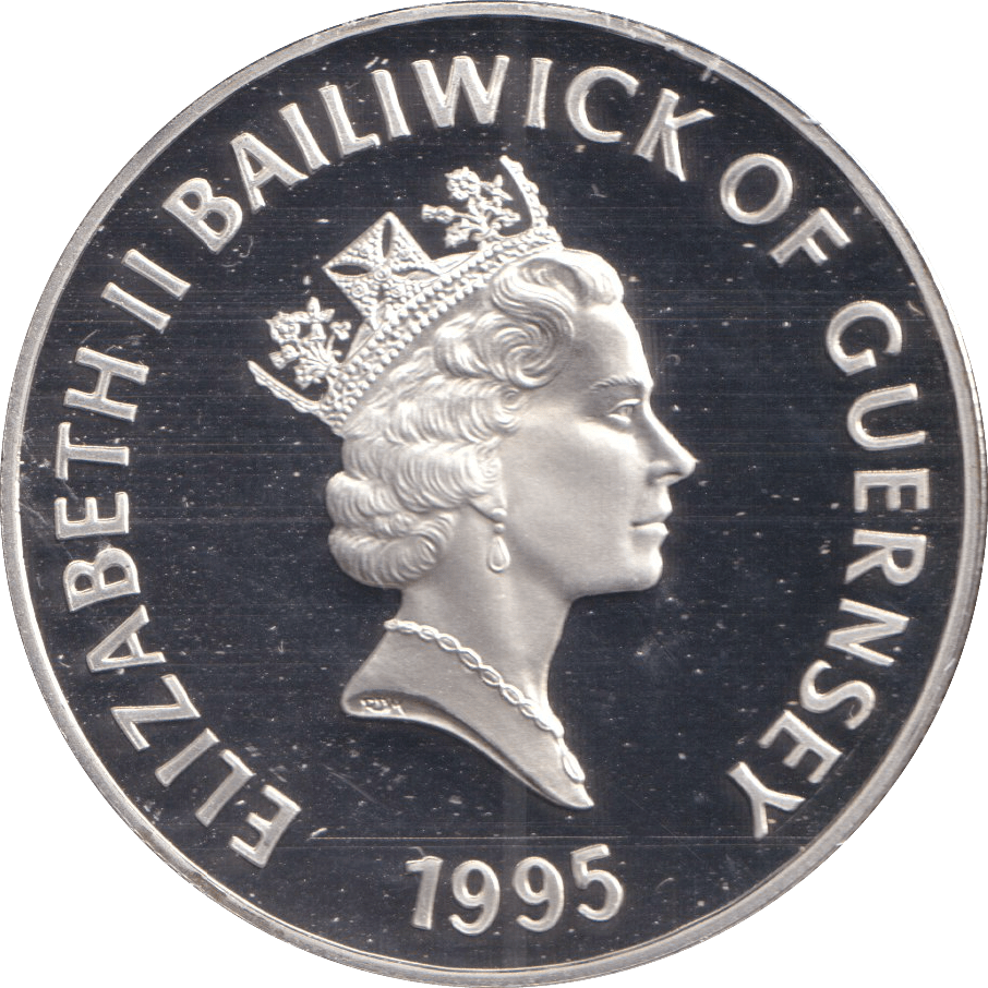 1995 FIVE POUNDS BAILIWICK OF GUERNSEY QUEEN ELIZABETH MOTHER SILVER WORLD COINS Cambridgeshire ...