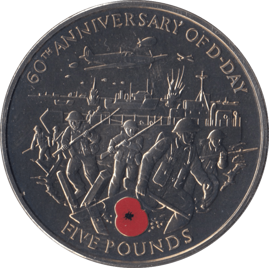 2004 5 POUNDS 60TH ANNIVERSARY D DAY BAILIWICK OF GUERNSEY WORLD COINS Cambridgeshire Coins ...