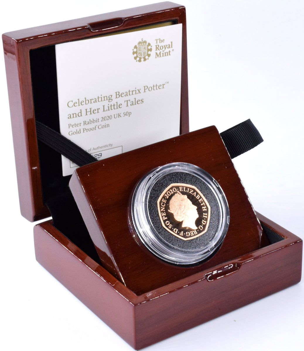 2020 GOLD PROOF PETER RABBIT 50P BEATRIX POTTER COIN BOX + COA ROYAL MINT Gold Proof 50p ...