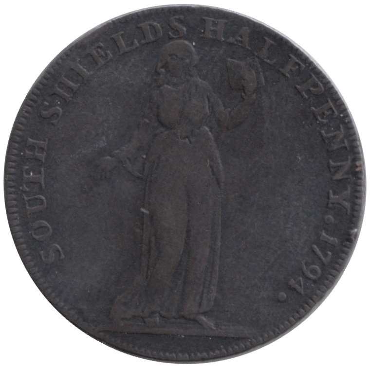 1790 HALFPENNY TOKEN LONDON & SOUTH SHIELDS HALFPENNY TOKENS ...