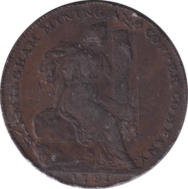 1791 HALFPENNY TOKEN BIRMINGHAM HALFPENNY TOKEN Cambridgeshire Coins ...