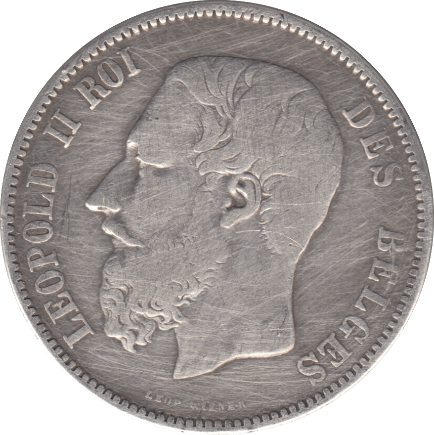 1869 SILVER FIVE FRANCS BELGIUM SILVER WORLD COINS Cambridgeshire Coins ...