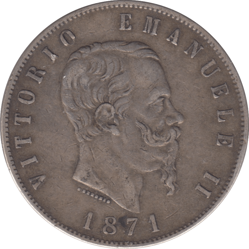 1871 SILVER 5 LIRE ITALY SILVER WORLD COINS Cambridgeshire Coins ...