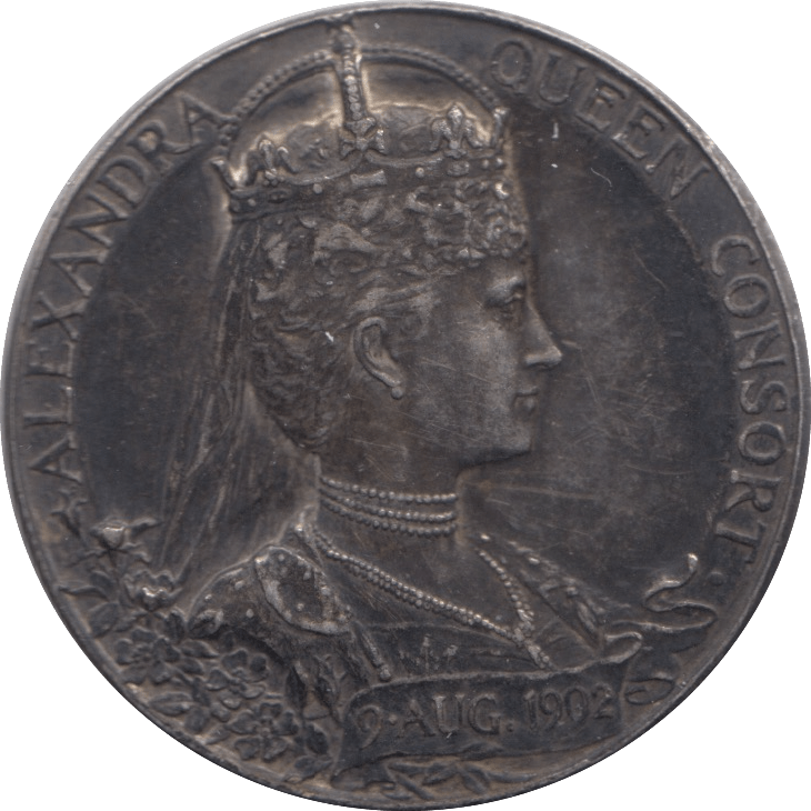 1902 CORONATION KING EDWARD VII QUEEN ALEXANDRA SILVER MEDALLION MEDALS ...