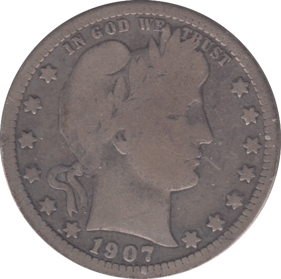 1907 QUARTER DOLLAR ( USA ) SILVER WORLD COINS Cambridgeshire Coins ...