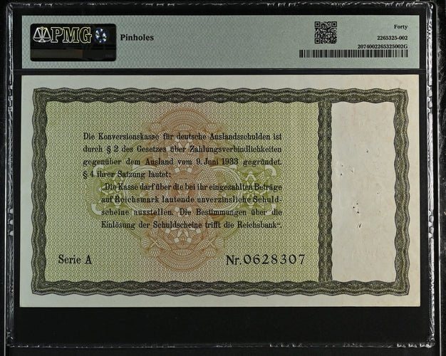 1934 GERMANY THIRD REICH 5 REICHSMARK CONVERSION FUND FOR, FOREIGN ...