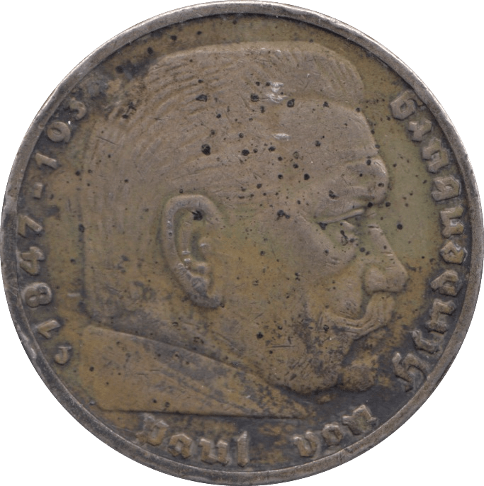 1938 GERMANY SILVER 5 REICH MARK SILVER WORLD COINS Cambridgeshire ...