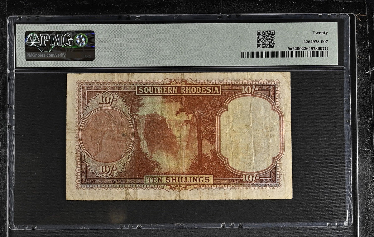 1942 SOUTHERN RHODESIA/BRITISH RHODESIA 10 SHILLINGS BANKNOTE P9A2 PMG ...