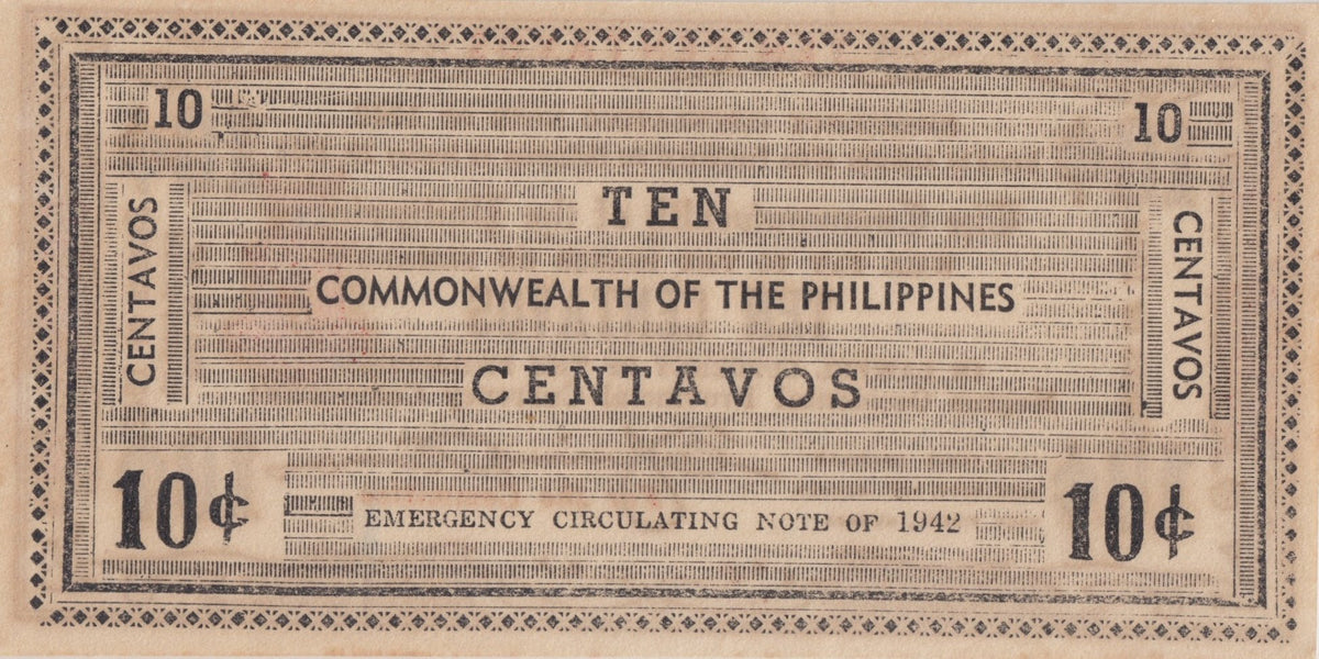 1942 TEN CENTAVOS BANKNOTE PHILIPPINES REF 500 WORLD BANKNOTES ...