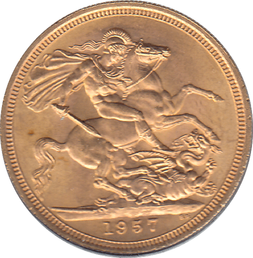 1957 GOLD SOVEREIGN ( UNC ) Sovereign Cambridgeshire Coins ...