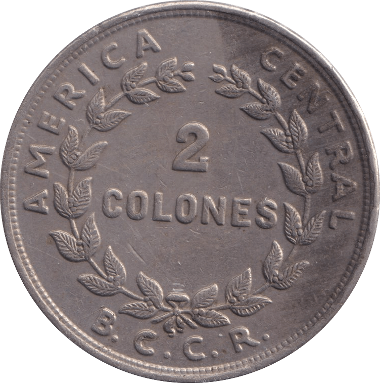 1961 TWO COLONES COSTA RICA WORLD COINS Cambridgeshire Coins ...