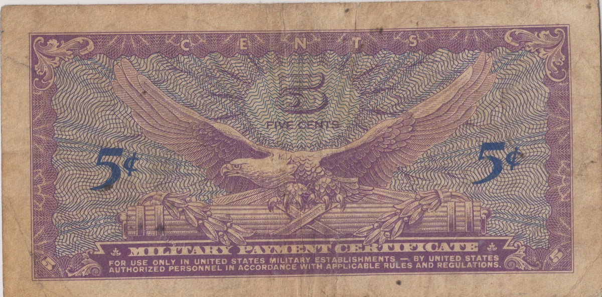 1965 USA 5 CENTS MILITARY PAYMENT CERTIFICATE REF 963 WORLD BANKNOTES ...
