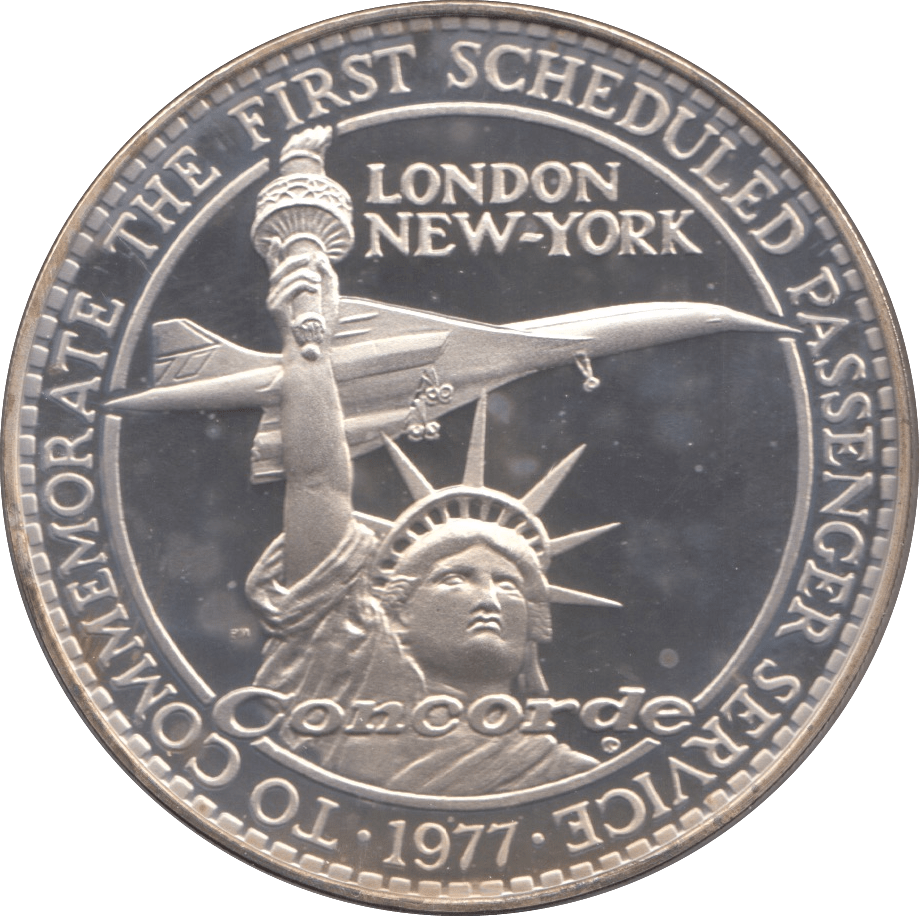 1977 SILVER PROOF CONCORDE FIRST SCHEDULED PASSENGER SERVICE ...