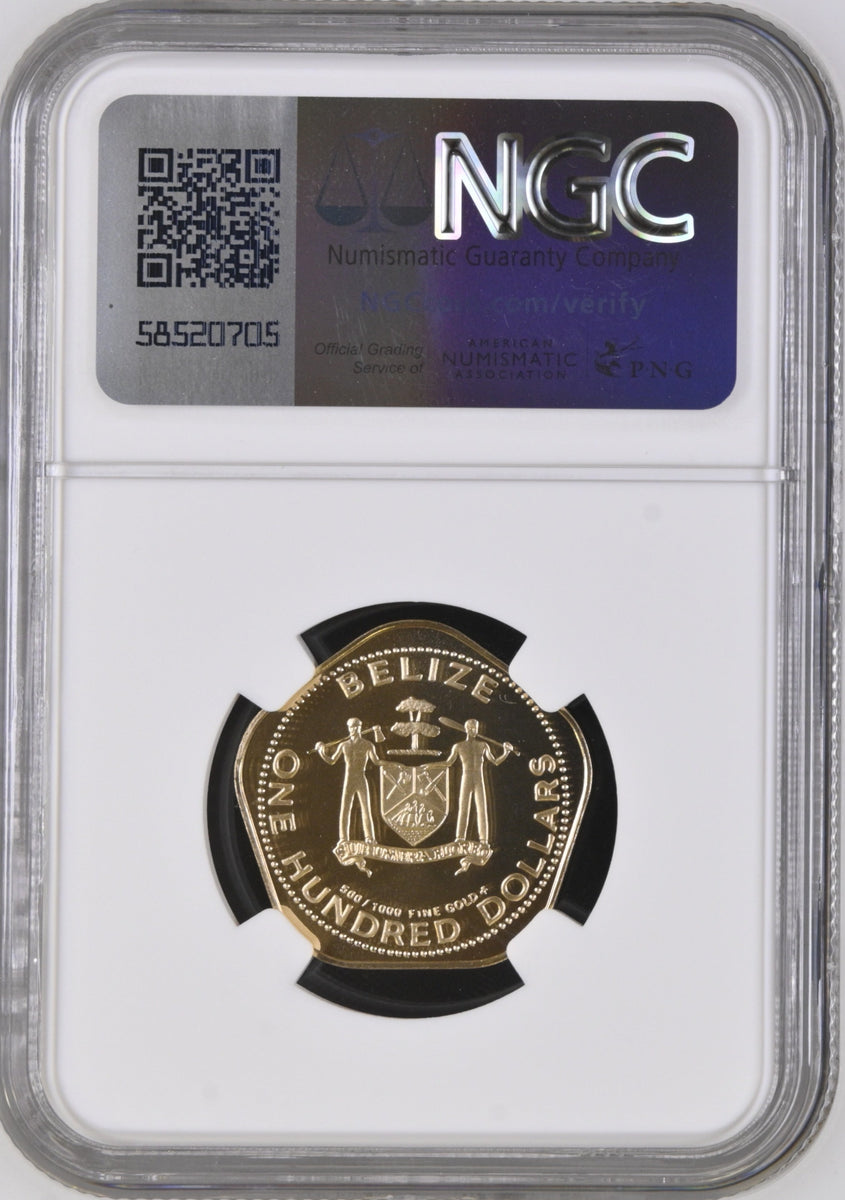 1981 BELIZE GOLD $100 YELLOW SWALLOWTAIL NGC PF 69 ULTRA CAMEO NGC GOLD ...