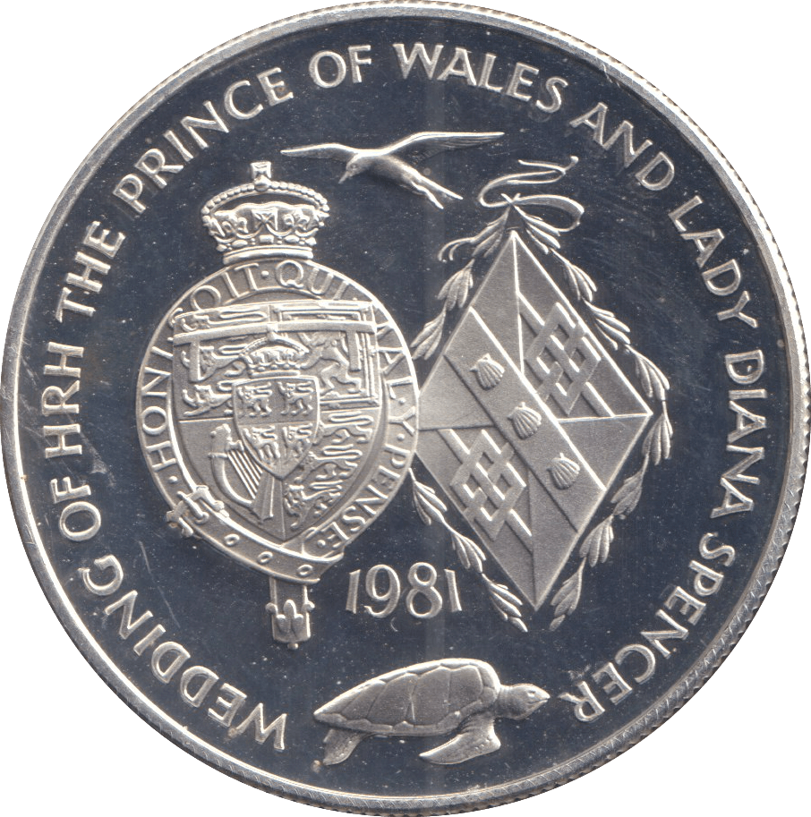 1981 TWENTY FIVE PENCE ASCENSION ISLANDS WEDDING OF PRINCE CHARLES AND ...