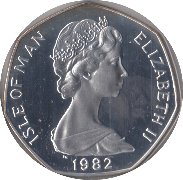 1982 SILVER PROOF CHRISTMAS 50P CHRISTMAS TREE ISLE OF MAN 2 50P ...