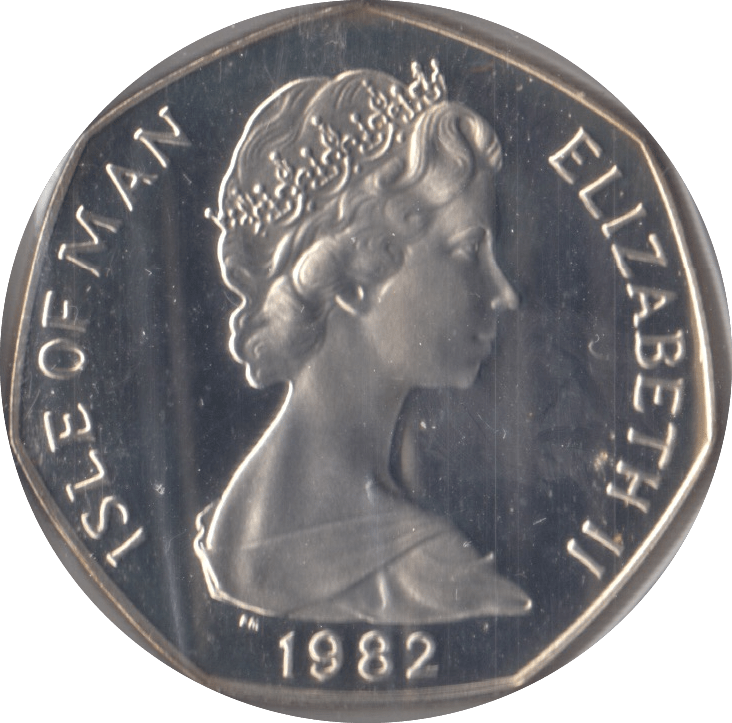 1982 SILVER PROOF CHRISTMAS 50P CHRISTMAS TREE ISLE OF MAN 50P ...