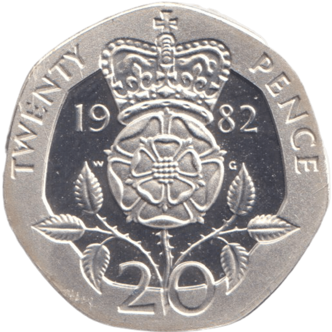 1982 SILVER PROOF TWENTY PENCE TUDOR ROSE SILVER WORLD COINS ...
