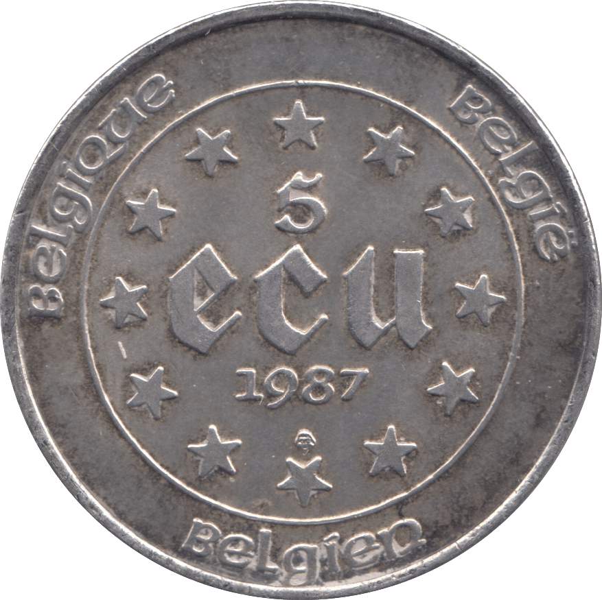 1987 SILVER FIVE ECU BELGIUM WORLD COINS Cambridgeshire Coins ...