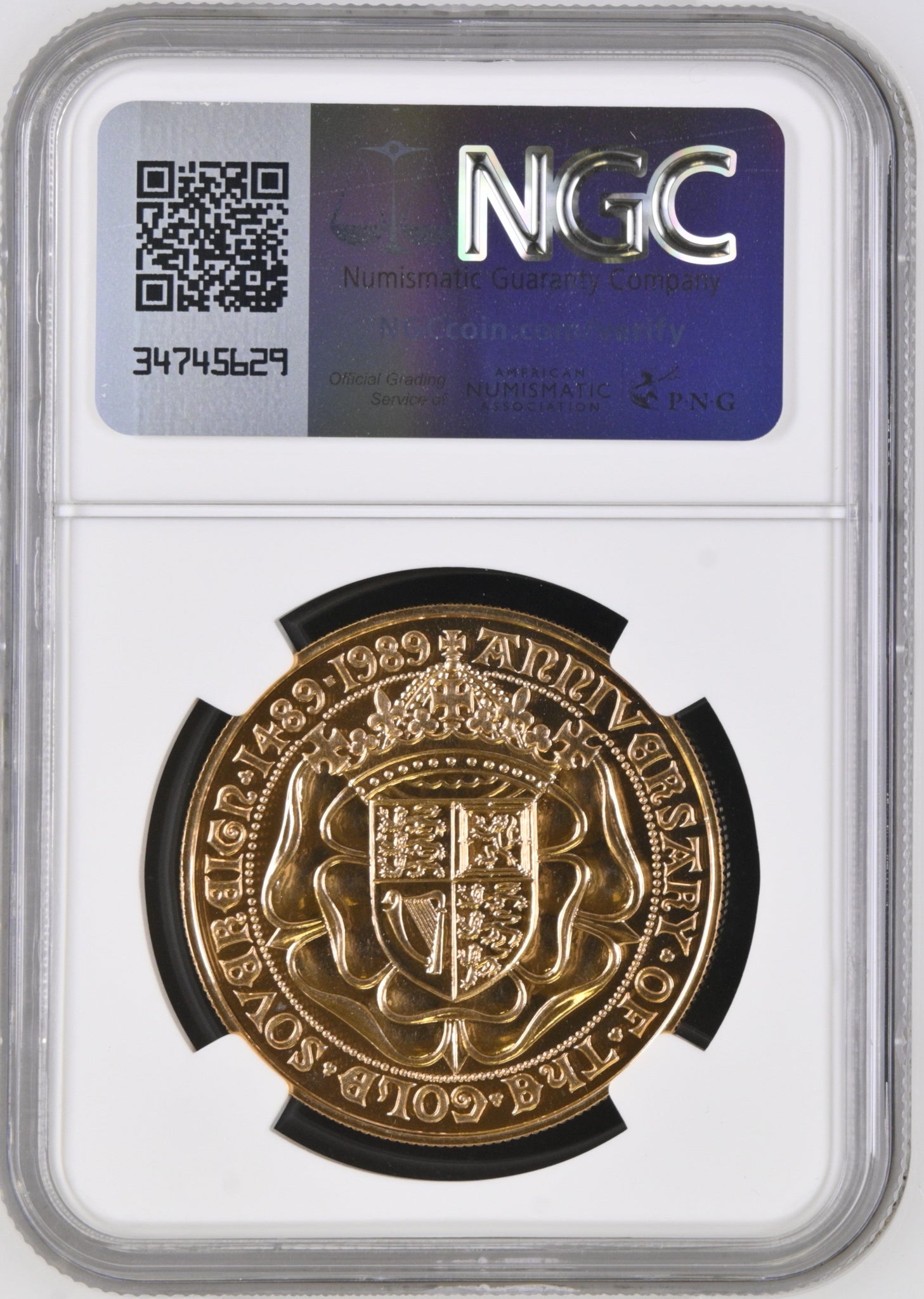 1989 GOLD PROOF SOVEREIGN ANNIVERSARY 5 SOVEREIGN (NGC) PF69 ULTRA ...