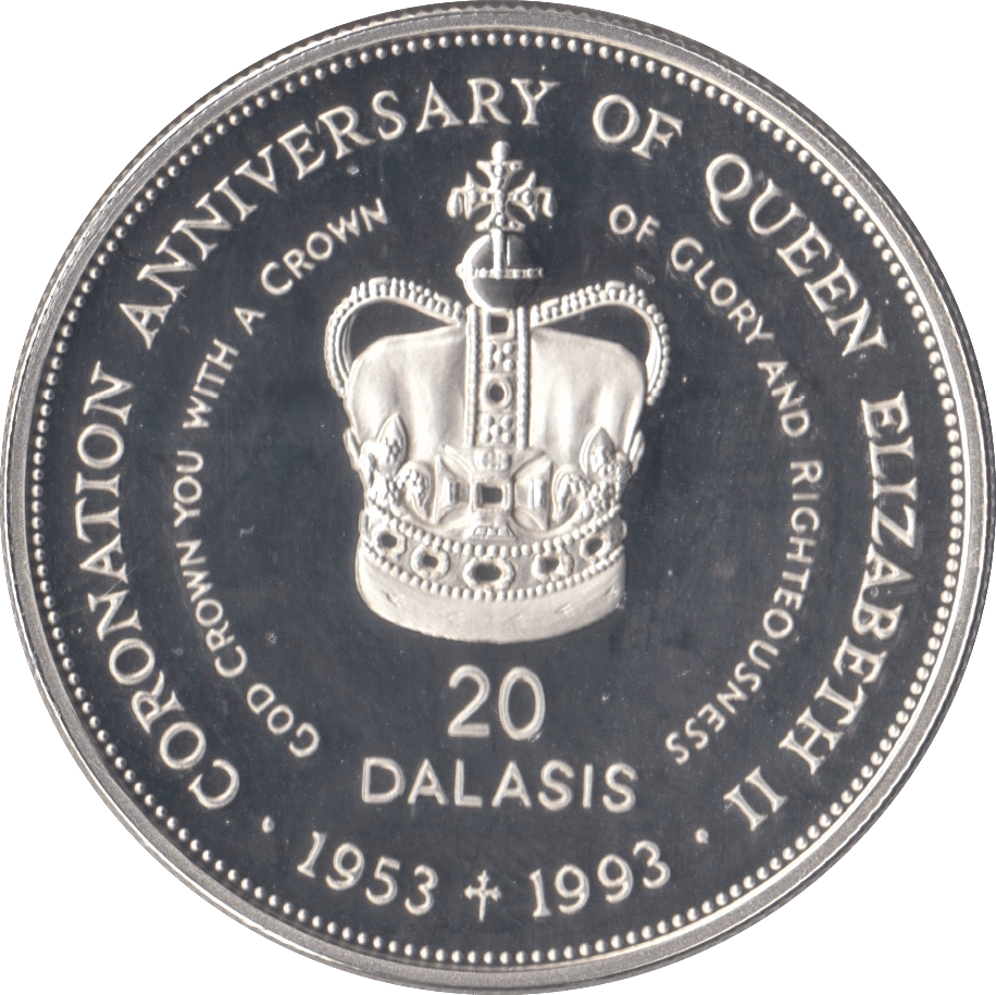 1993 SILVER PROOF TWENTY DALASIS GAMBIA SILVER WORLD COINS ...