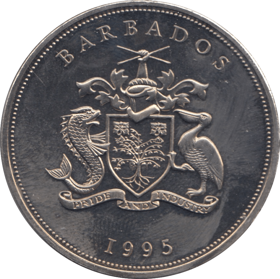 1995 ONE DOLLAR BARBADOS F575 SILVER WORLD COINS Cambridgeshire Coins ...