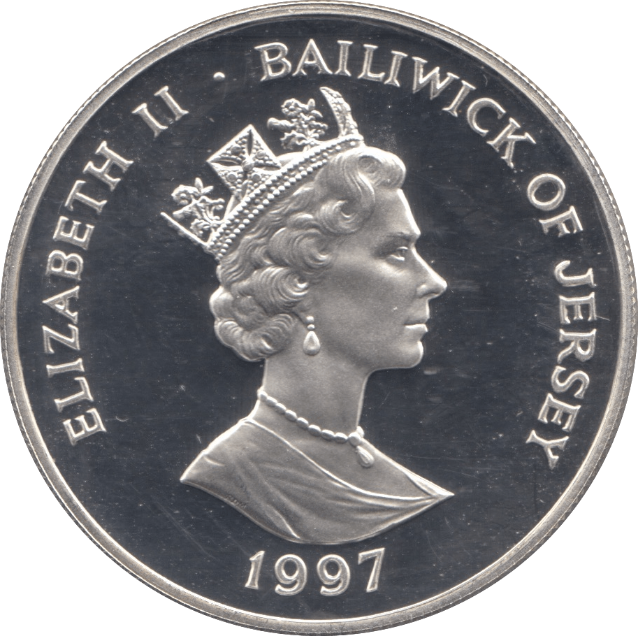 1997 SILVER PROOF FIVE POUNDS BAILIWICK OF GUERNSEY SILVER WORLD COINS ...