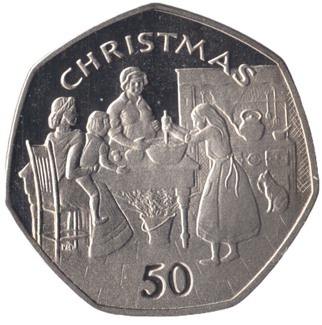 1998 CHRISTMAS 50P CHRISTMAS PUDDING ISLE OF MAN ( PROOF ) 50P ...