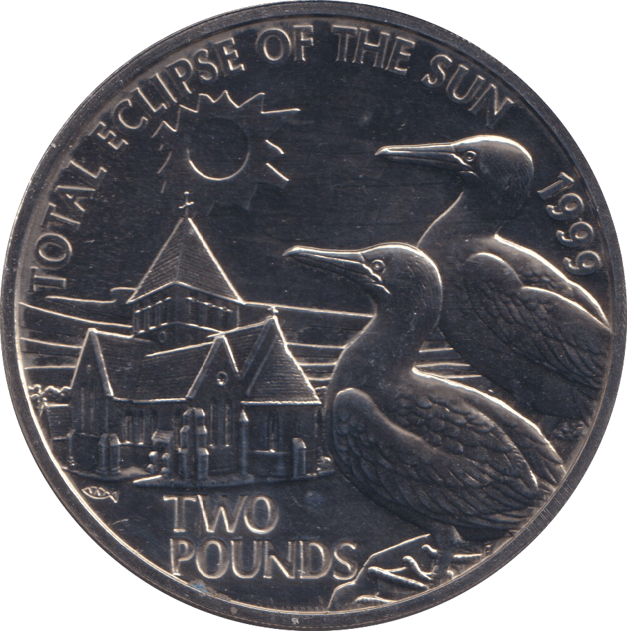 1999 TWO POUNDS TOTAL ECLIPSE OF THE SUN ALDERNEY – Cambridgeshire Coins