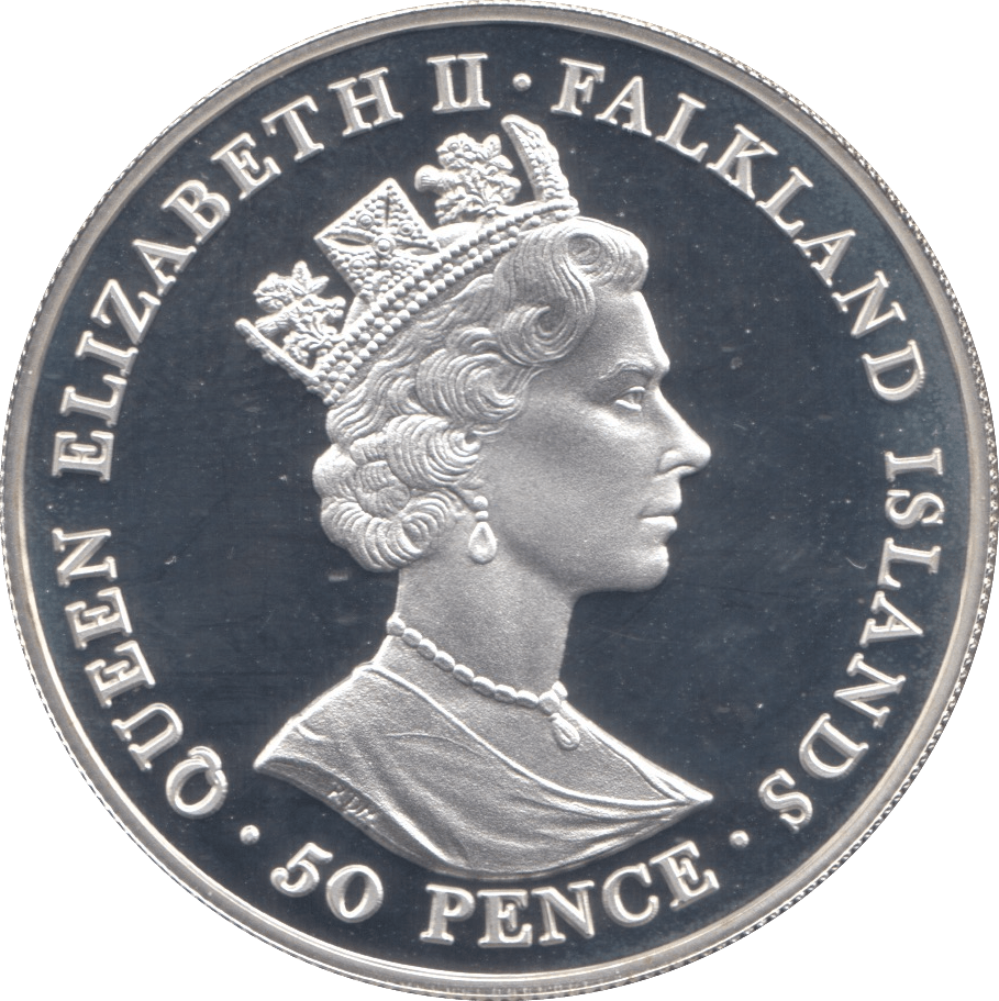 2001 SILVER PROOF FIFTY PENCE QUEEN VICTORIA FALKLAND ISLANDS WORLD ...