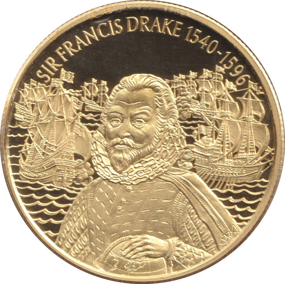 2003 GOLD PLATED 2 DOLLAR EAST CARIBBEAN STATES SIR FRANCIS DRAKE ...