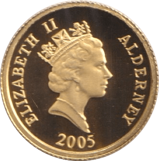 2005 GOLD 1 POUND NELSON ALDERNEY 1/25 OUNCE GOLD WORLD COINS ...