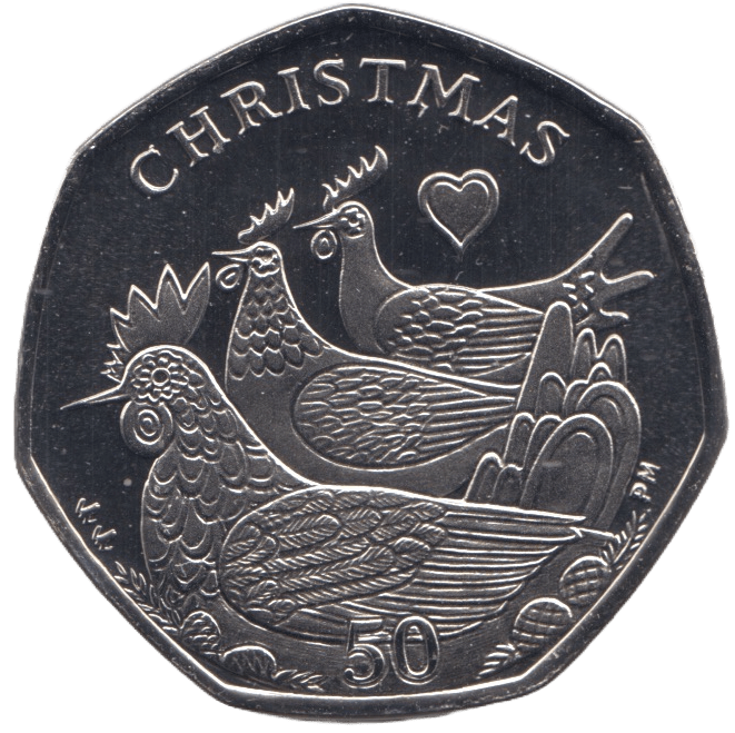 2007 CHRISTMAS 50P FRENCH HENS ISLE OF MAN ( PROOF ) 'AA' 50P CHRISTMAS COINS Cambridgeshire ...