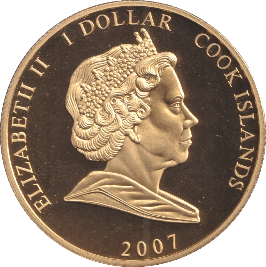 2007 ONE DOLLAR COOK ISLANDS ELIZABETH AND PHILIP 1 WORLD COINS ...