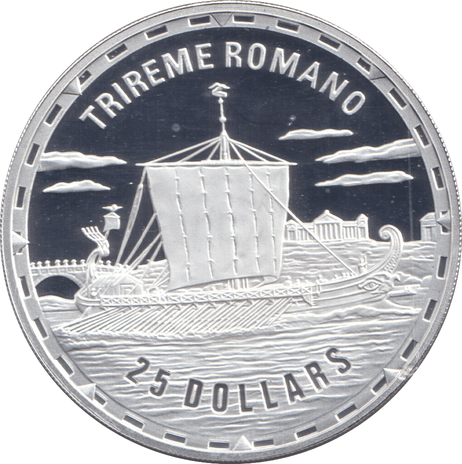 2007 SILVER PROOF 25 DOLLAR TRIREME ROMANO – Cambridgeshire Coins