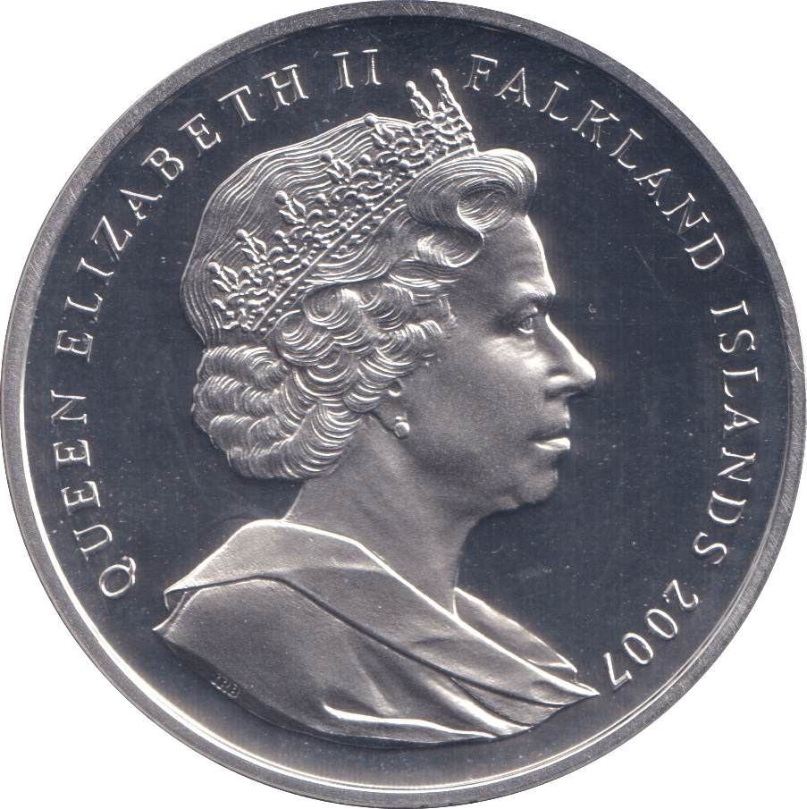 2007 SILVER PROOF ONE CROWN FALKLAND ISLANDS SILVER WORLD COINS ...