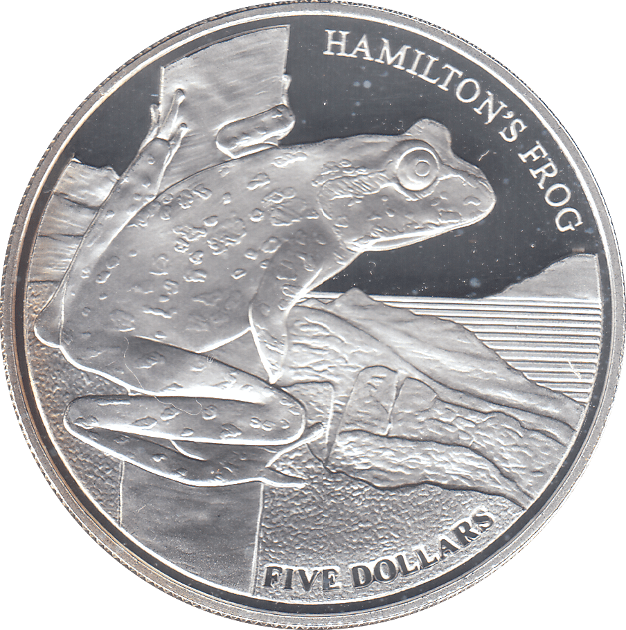 2008 HAMILTON'S FROG 5 DOLLAR SILVER PROOF SILVER WORLD COINS ...