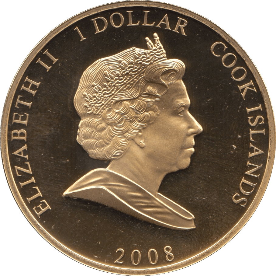 2008 ONE DOLLAR BU COOK ISLANDS ELIZABETH AND PHILLIP WORLD COINS ...