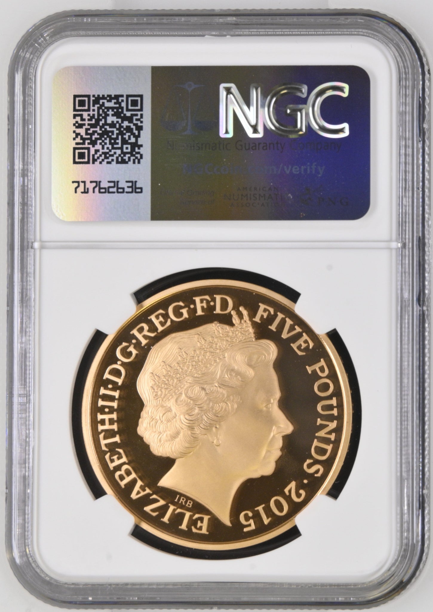 2015 GOLD PROOF £5 SOVEREIGN ( NGC ) PF 69 ULTRA CAMEO 50TH ANNIVERSARY ...
