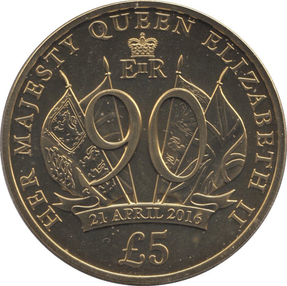 2016 BU JERSEY QUEEN ELIZABETH 90TH BIRTHDAY COIN FIVE POUNDS WORLD ...