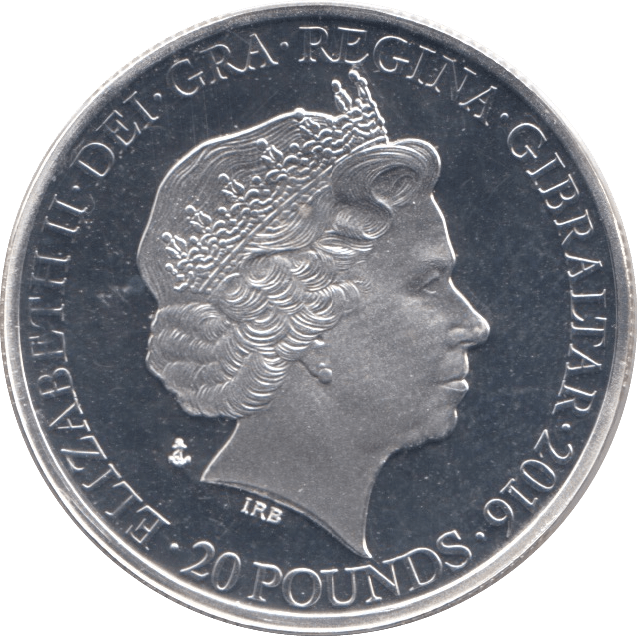 2016 SILVER PROOF FOR ALL SEAFARERS TWENTY POUNDS GIBRALTAR SILVER ...