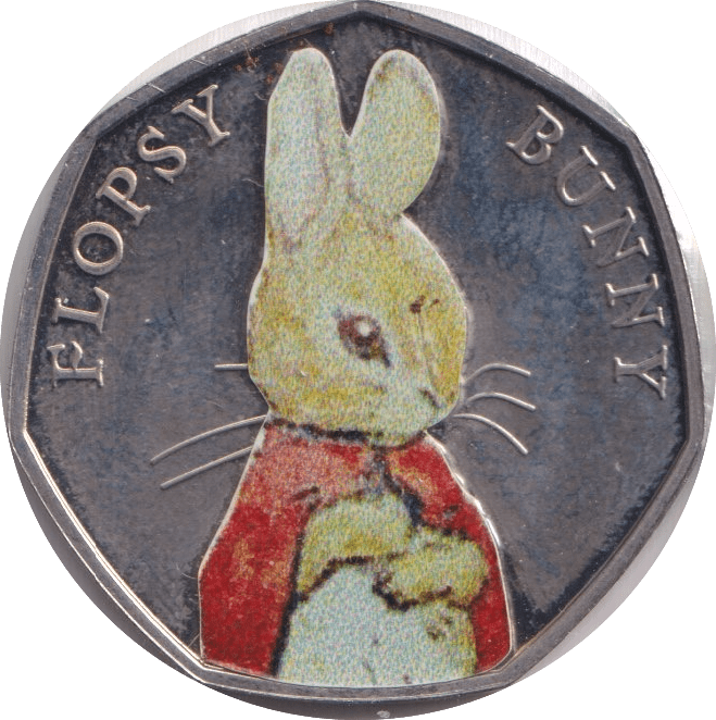 2018 FIFTY PENCE FLOBSY BUNNY COLOURED 50P BEATRIX POTTER COIN BEATRIX ...
