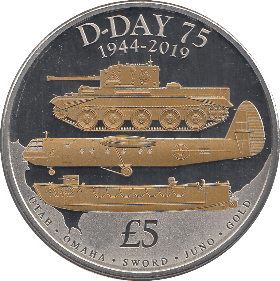 2019 FIVE POUNDS D-DAY 75TH ANNIVERSARY BAILIWICK OF GUERNSEY ( PROOF ...