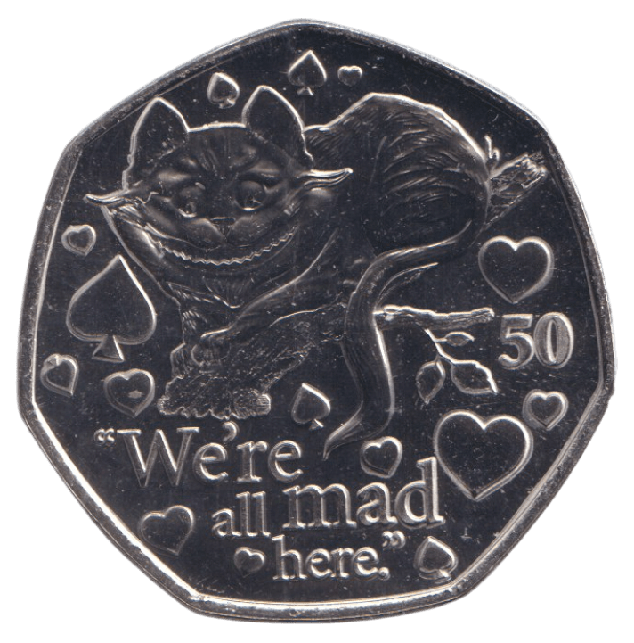 2021 CHESHIRE CAT 50P ISLE OF MAN ( BU ) – Cambridgeshire Coins