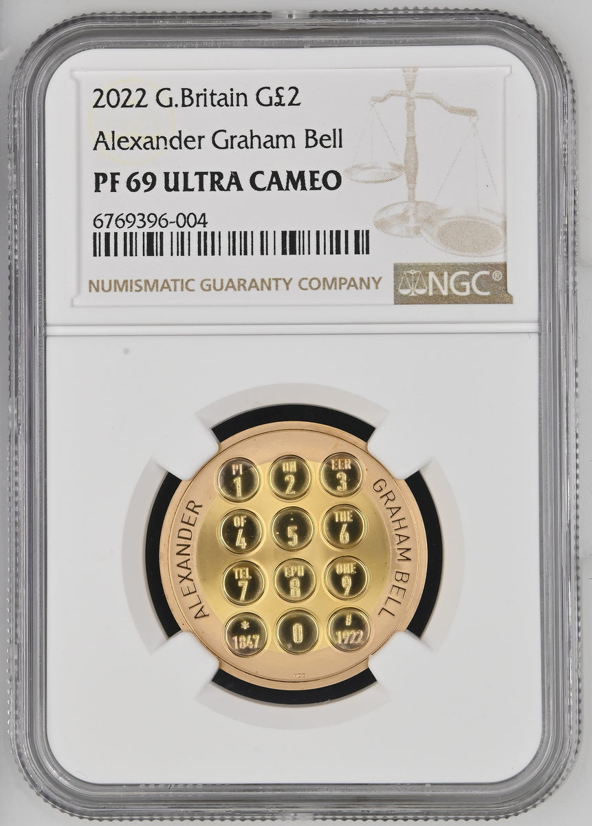 2022 ROYAL MINT G£2 ALEXANDER GRAHAM BELL NGC PF69 ULTRA CAMEO NGC ...