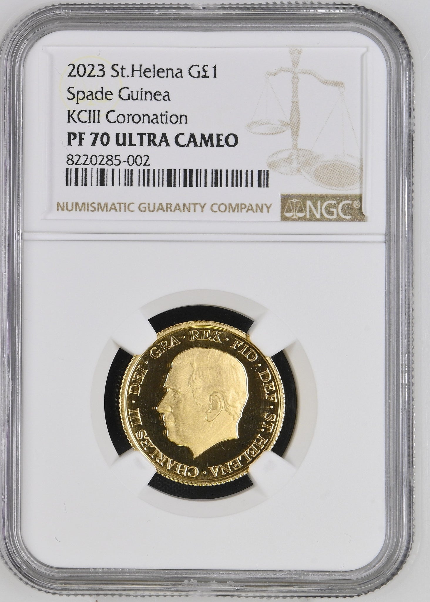 2023 ST.HELENA KING CHARLES III SPADE GUINEA ( NGC ) PF 70 ULTRA CAMEO ...