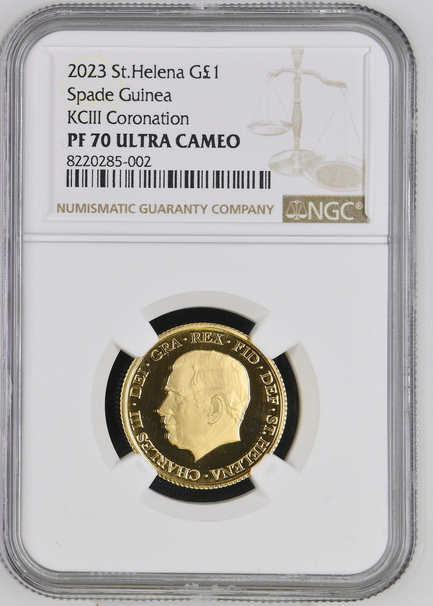 2023 ST.HELENA KING CHARLES III SPADE GUINEA ( NGC ) PF 70 ULTRA CAMEO ...