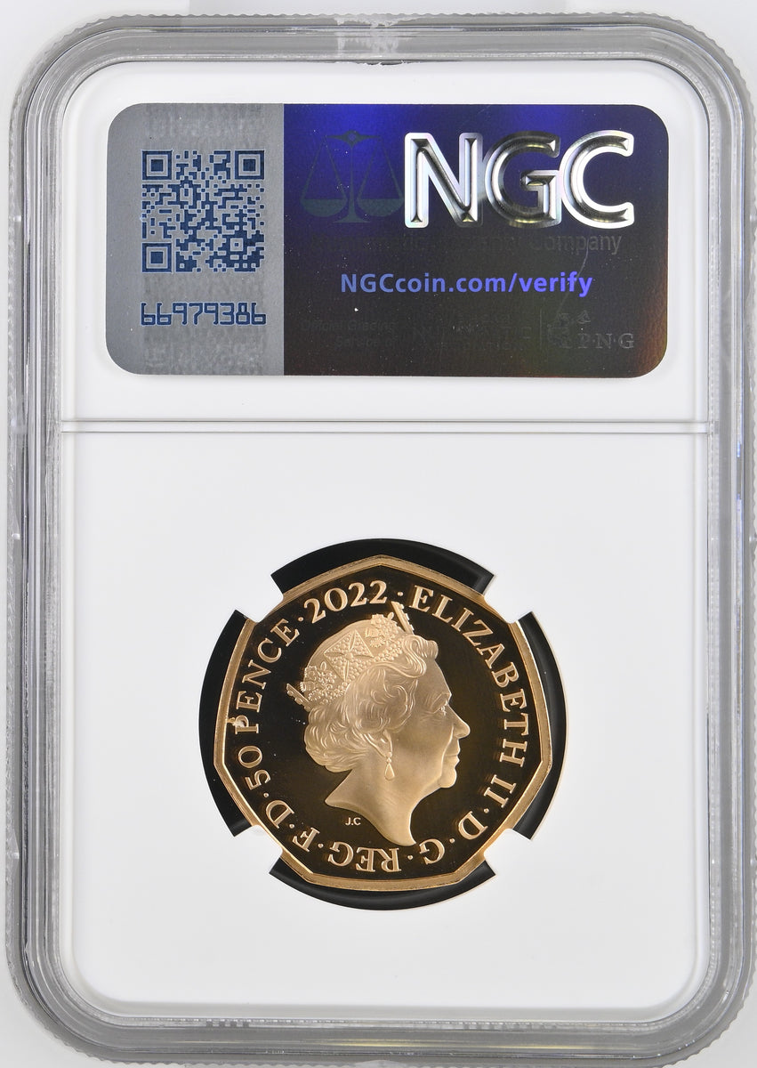 2022 GOLD PROOF 50P BBC CENTENARY PF 70 ULTRA CAMEO NGC GOLD 50P ...