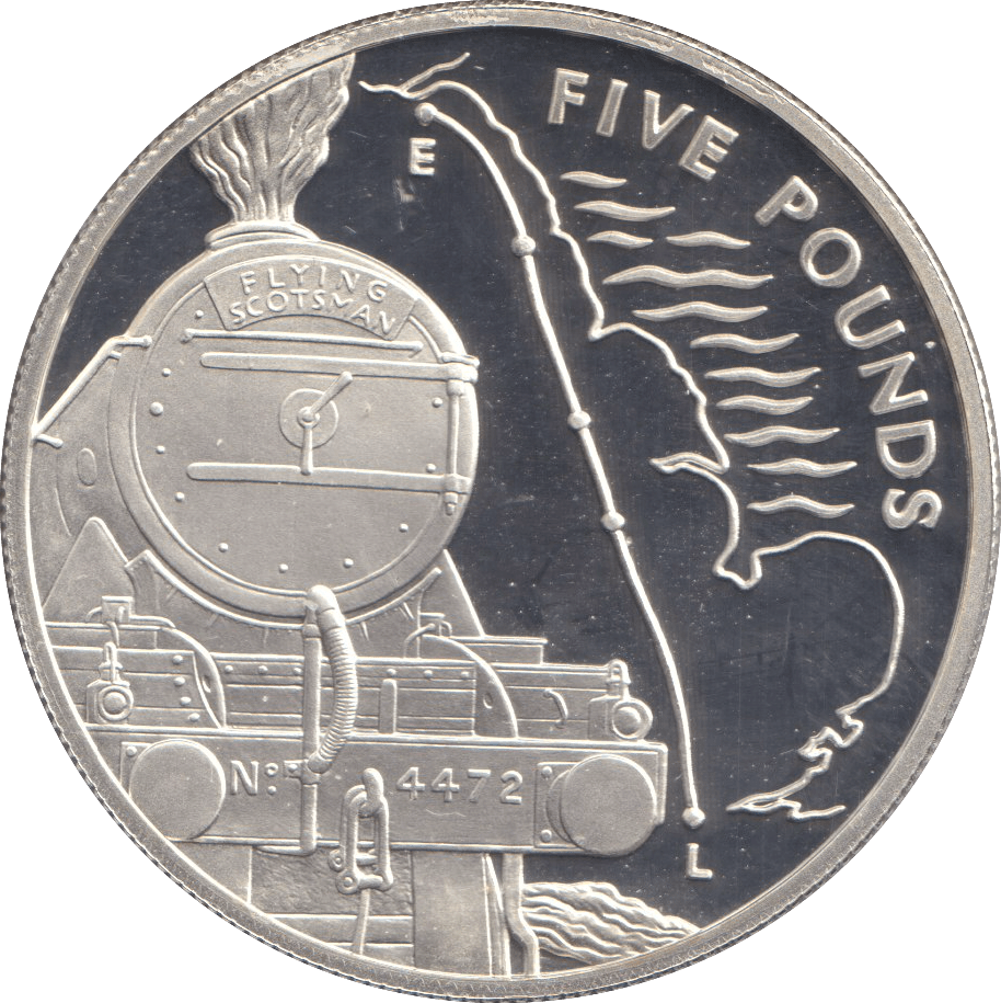 FIVE POUNDS SILVER PROOF 2004 JERSEY TRAIN COINS FLYING SCOTSMAN Silver ...
